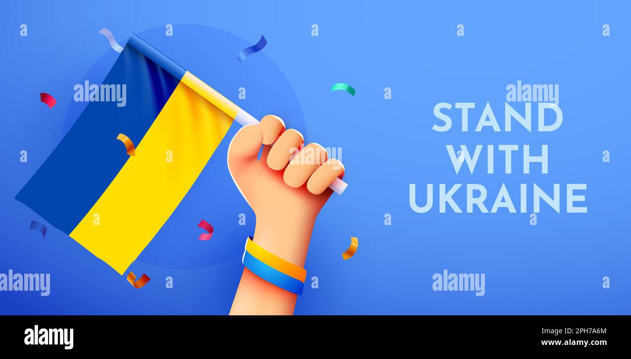 3d hand holding heart with Ukrainian national flag. Pray for Ukraine ...
