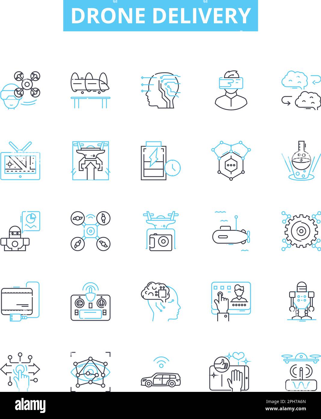 Drone delivery vector line icons set. Drone, Delivery, Aerial ... Drone delivery vector line icons set. Drone, Delivery, Aerial ...