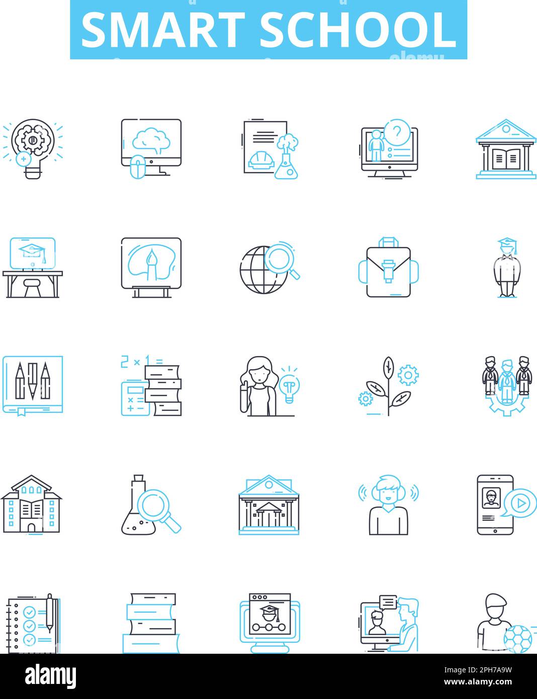 Smart school vector line icons set. Smart, School, Technology, Learn ...
