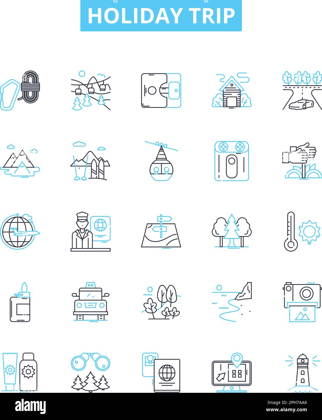 Holiday trip vector line icons set. Vacation, Travel, Journey, Getaway ...