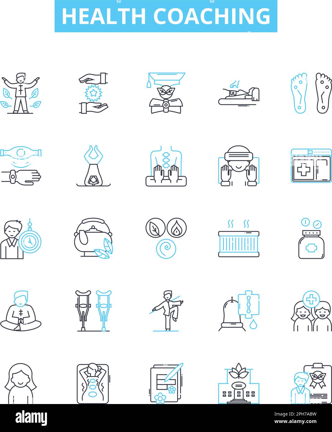 Health coaching vector line icons set. Wellness, Nutrition, Coaching ...