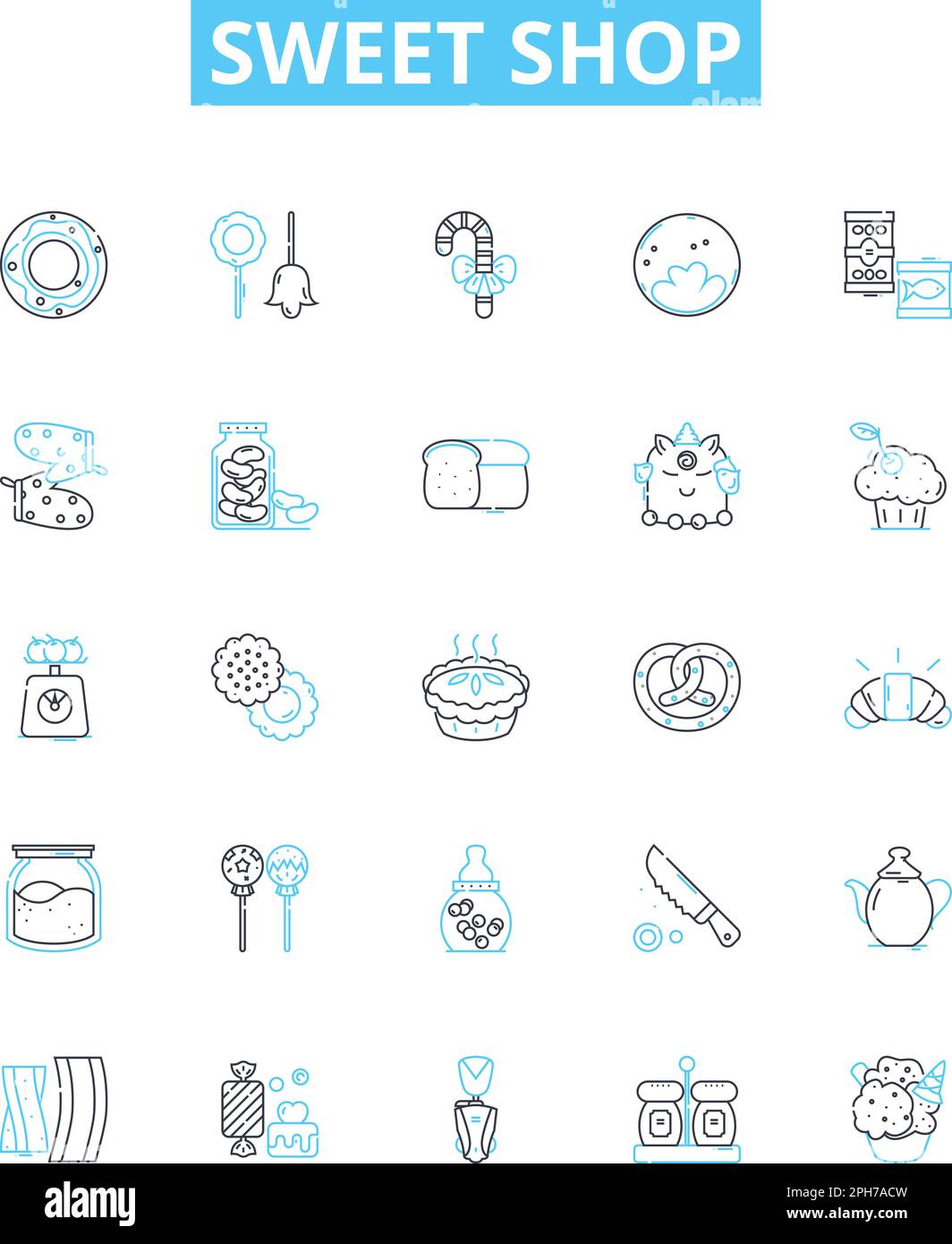 Sweet shop vector line icons set. Candy, Confectionery, Chocolates ...
