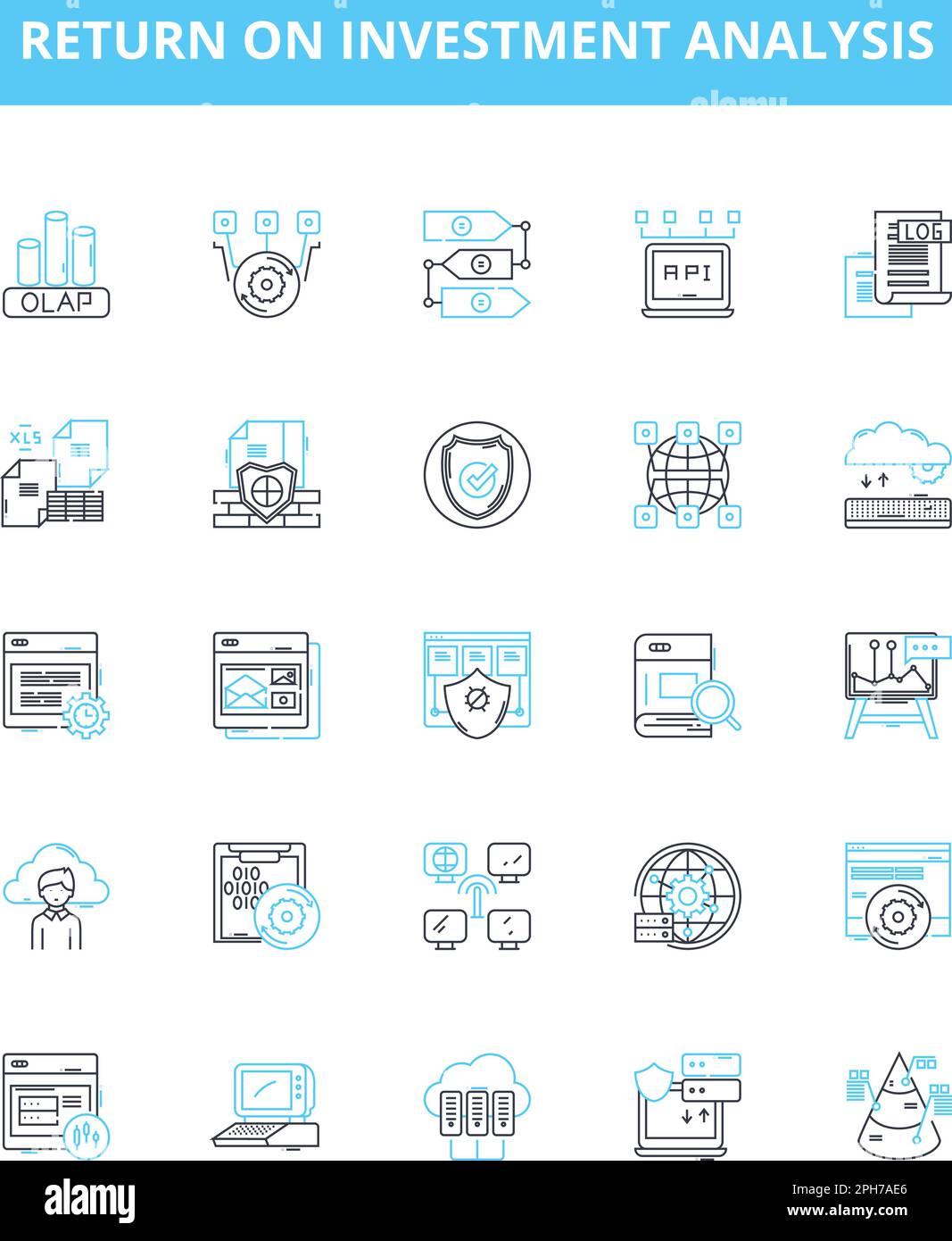 Return on investment analysis vector line icons set. ROI, Analysis, Return, Investment ...
