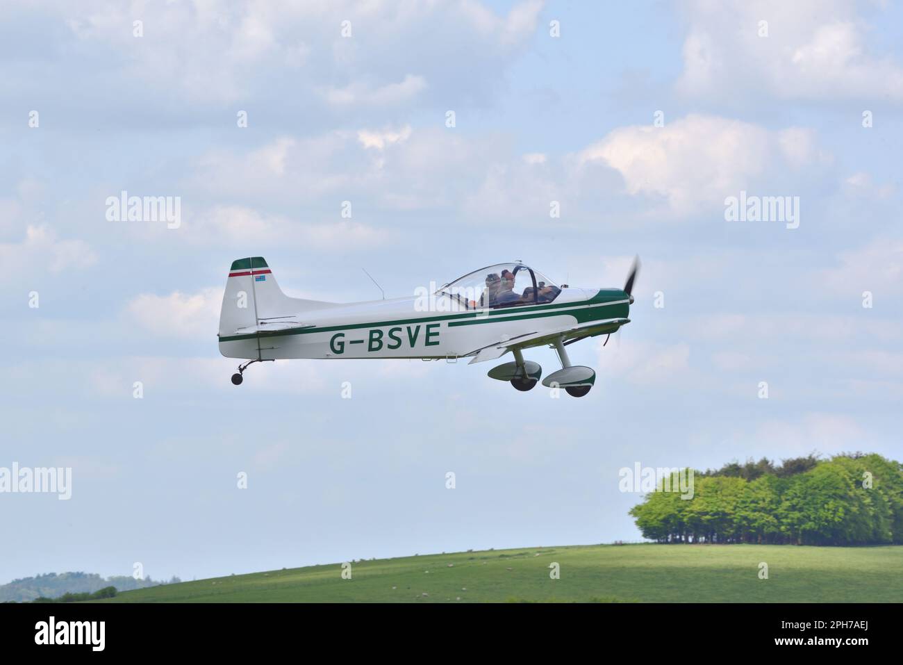 A Binder CP301S Smaragd, registration G-BSVE, takes off from Compton ...