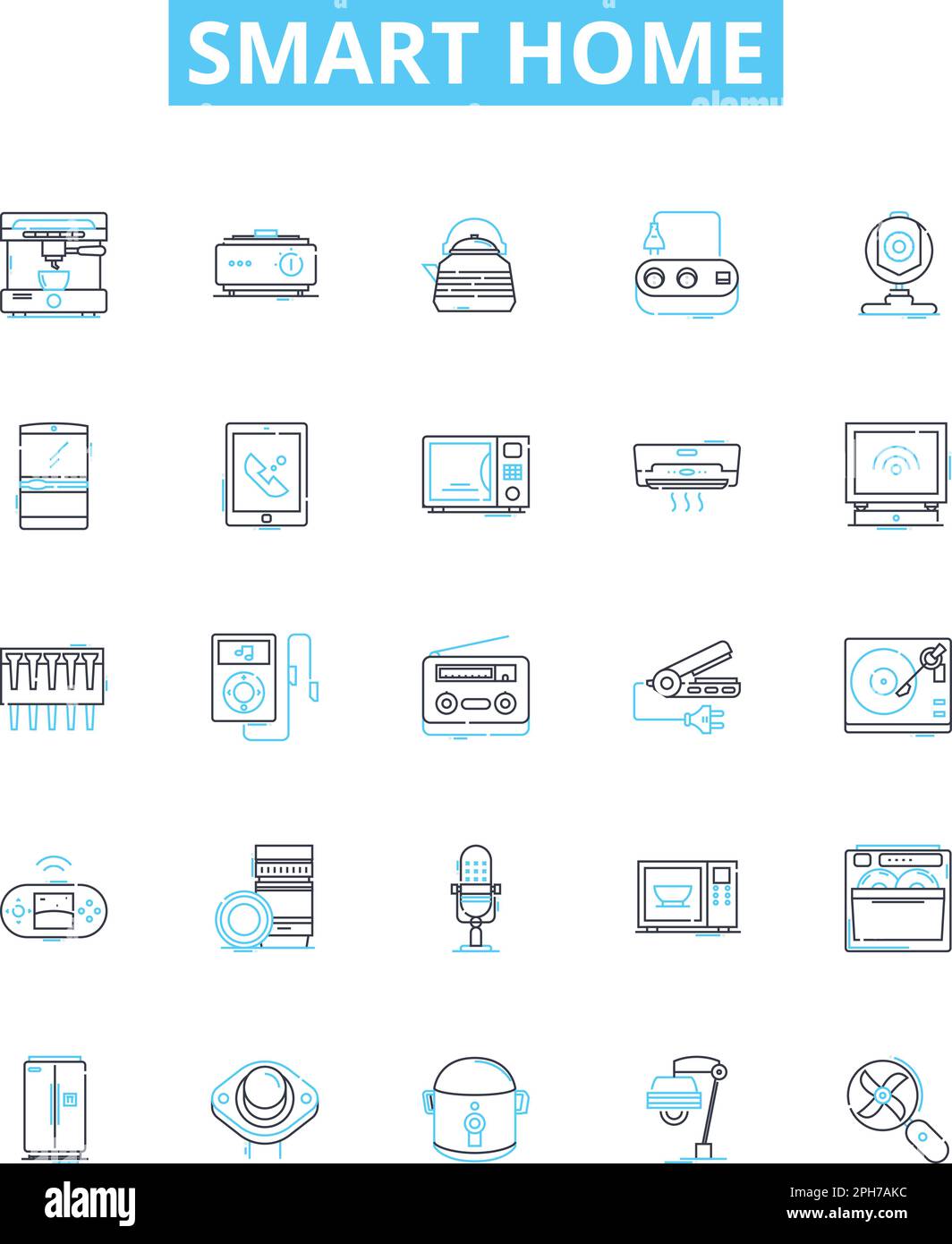 Smart home vector line icons set. Smart, Home, Automation, Smartphones ...