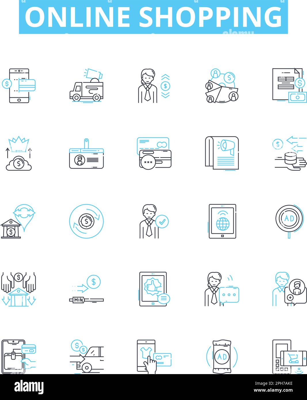 Online shopping vector line icons set. Shopping, Online, E-commerce ...