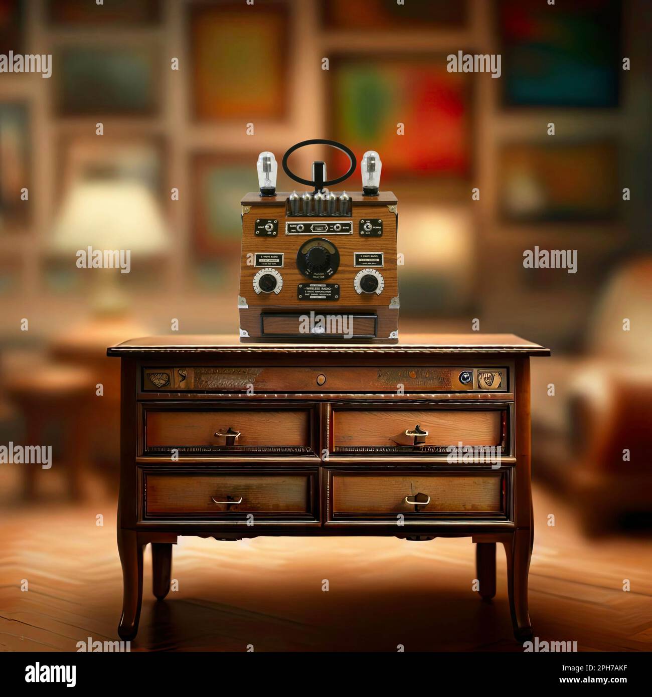 A rare vintage tube radio on an elegant period table Stock Photo - Alamy