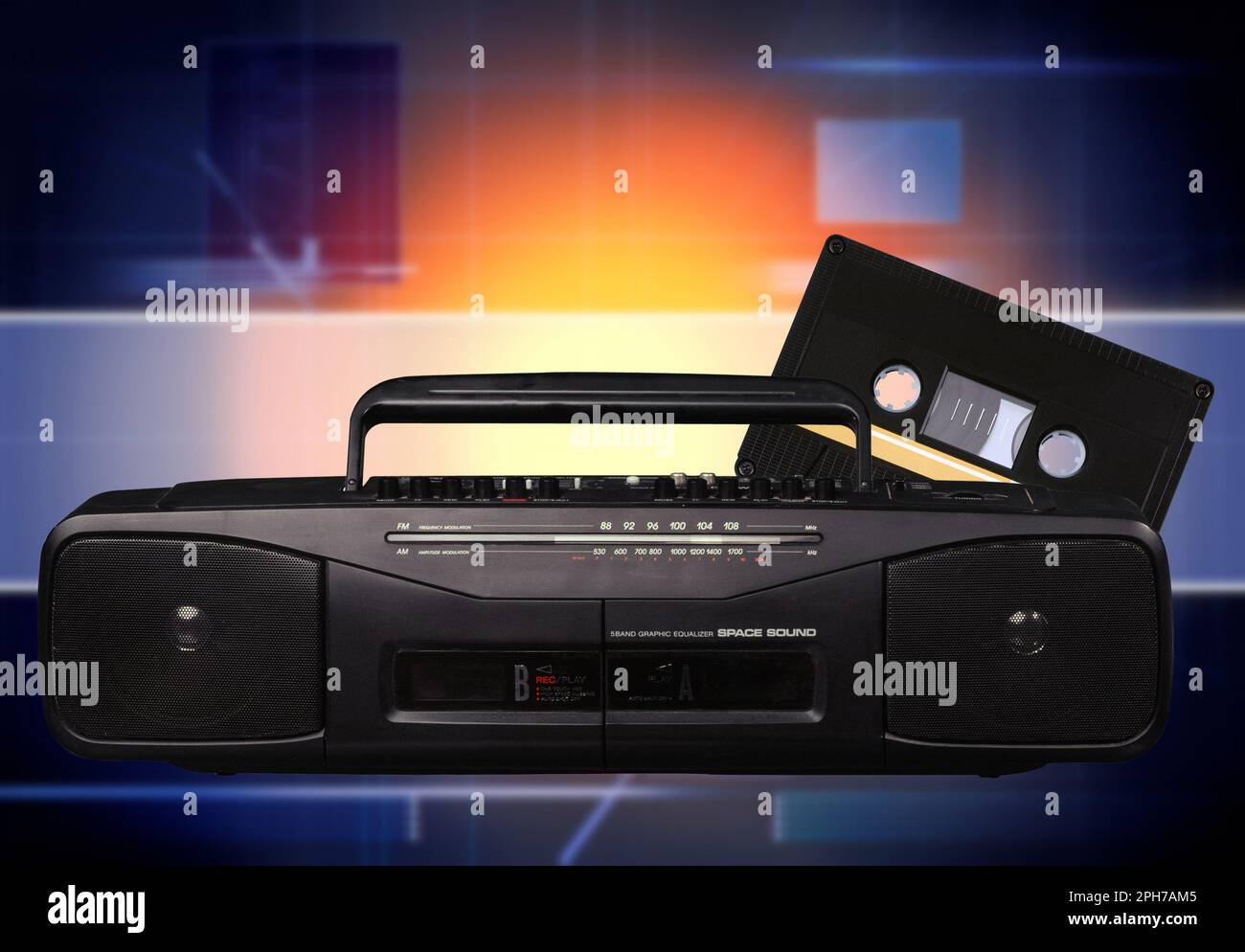 Headphones audio cassette 80s hi-res stock photography and images - Alamy