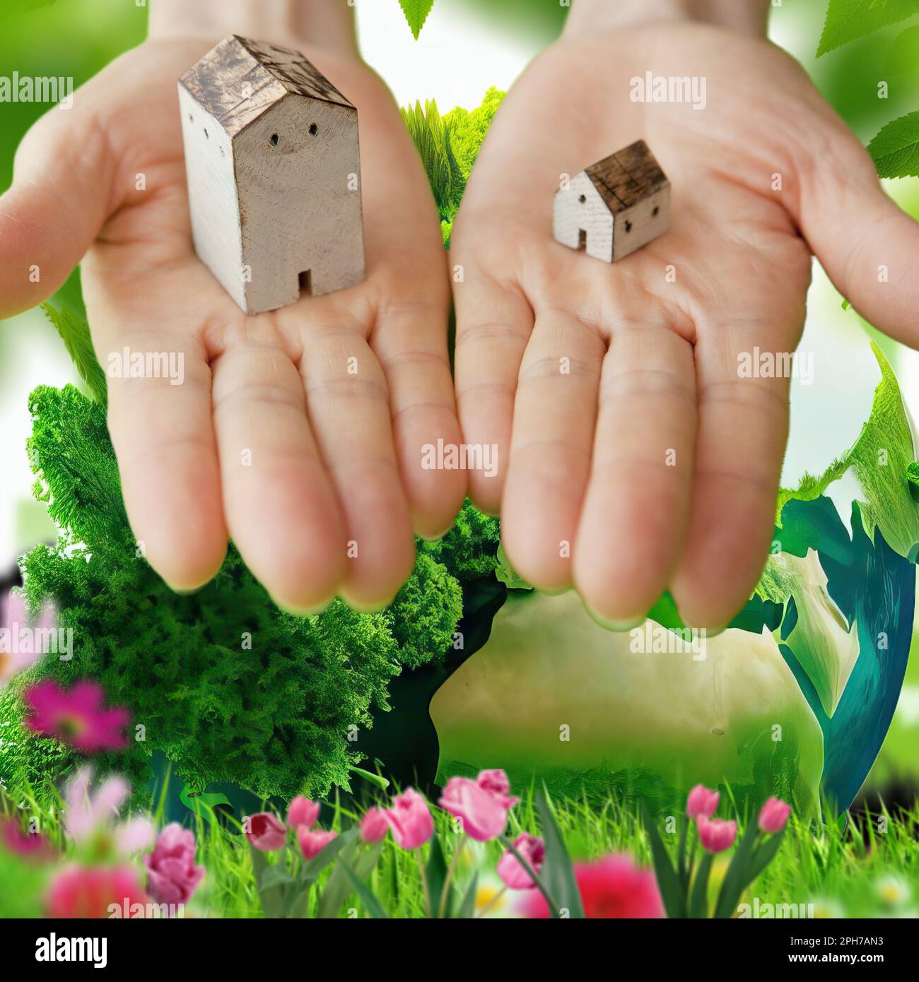 Ecology concept - A metaphorical ecological themed image - Green world ...