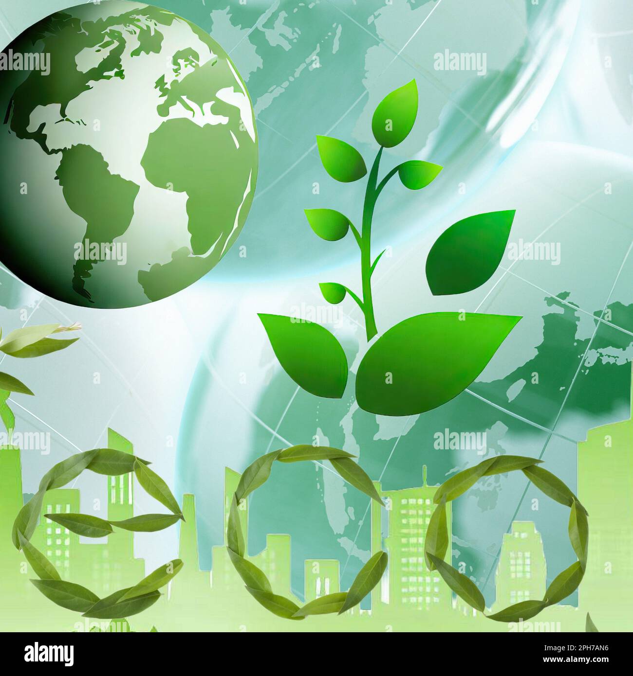 Ecology concept - A metaphorical ecological themed image - Green world ...