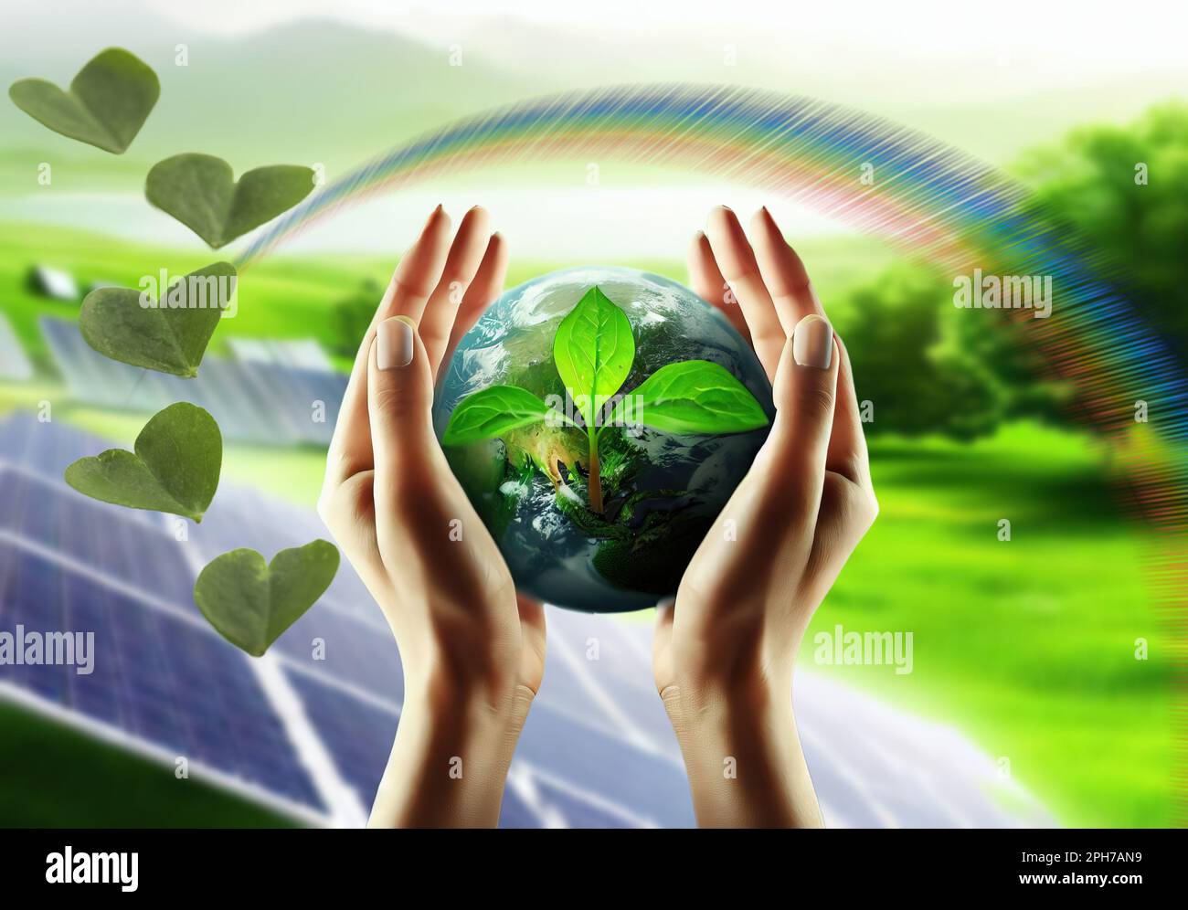 Ecology concept - A metaphorical ecological themed image - Green world ...