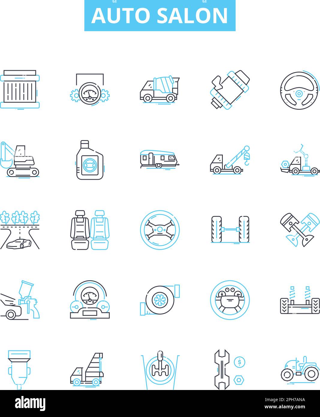 Auto salon vector line icons set. Cars, Detailing, Waxing, Polishing ...