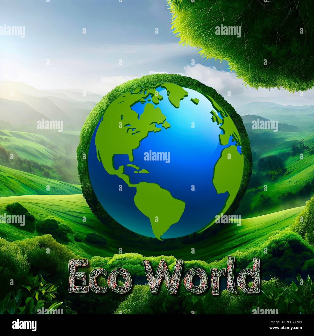 Ecology concept - A metaphorical ecological themed image - Green world ...