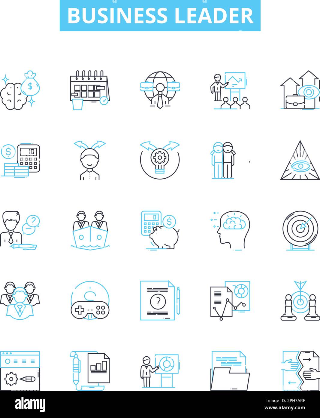business Leader vector line icons set. Businessowner, CEO, Executive, Manager, Chairman, Leader ...
