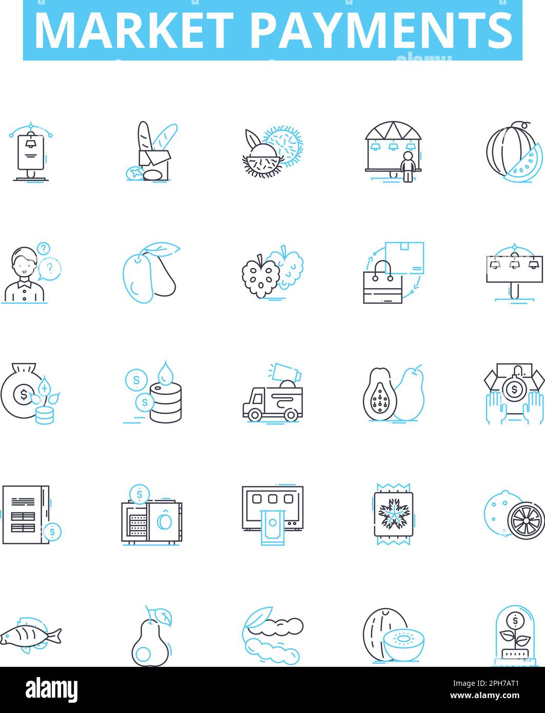 Market payments vector line icons set. Payments, Market, Transactions ...