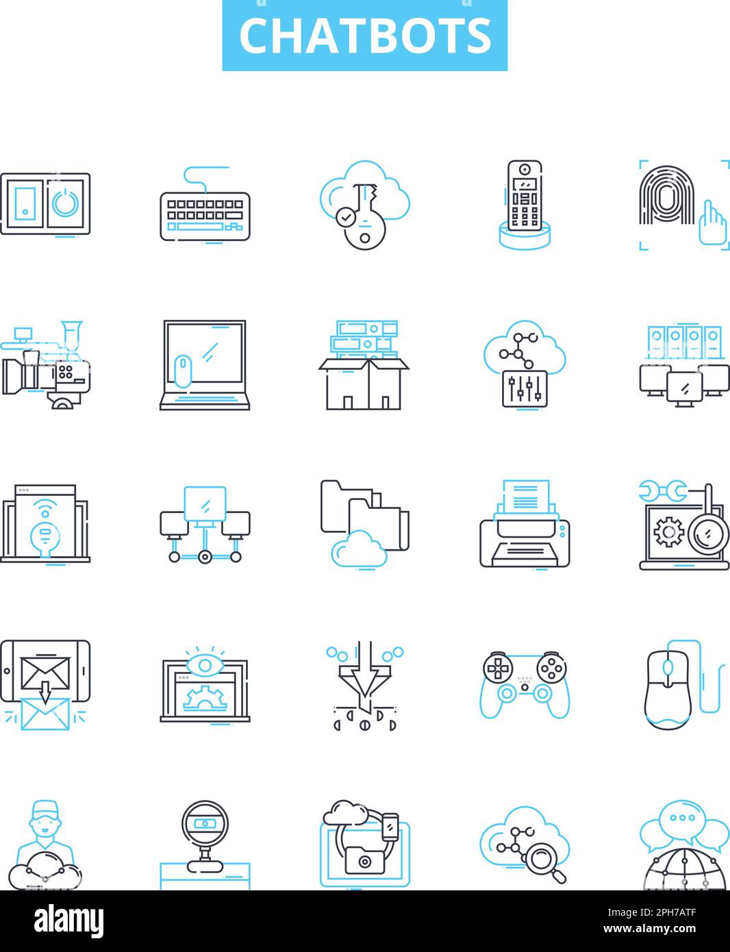 Chatbots vector line icons set. Chatbots, AI, Automation, Dialogue ... Chatbots vector line icons set. Chatbots, AI, Automation, Dialogue ...