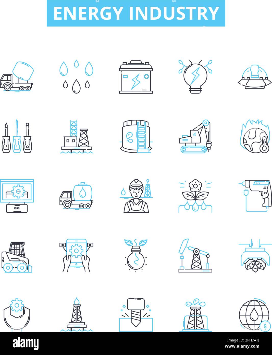 energy industry vector line icons set. Energy, Industry, Oil, Solar ...