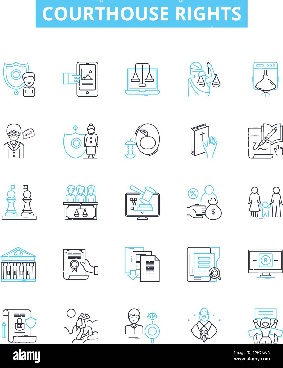 Courthouse Rights Vector Line Icons Set Lawyer Garnishment Due