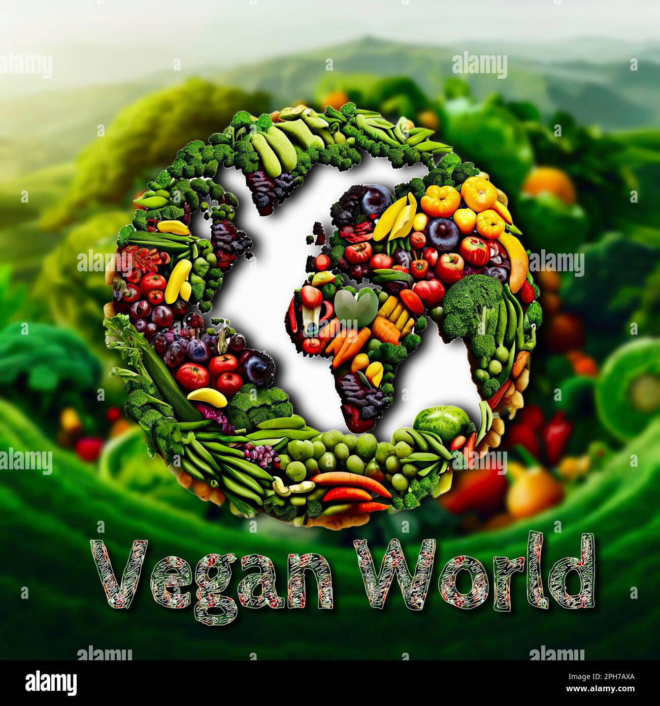 Vegan World - An image that represents a terrestrial globe made up of ...