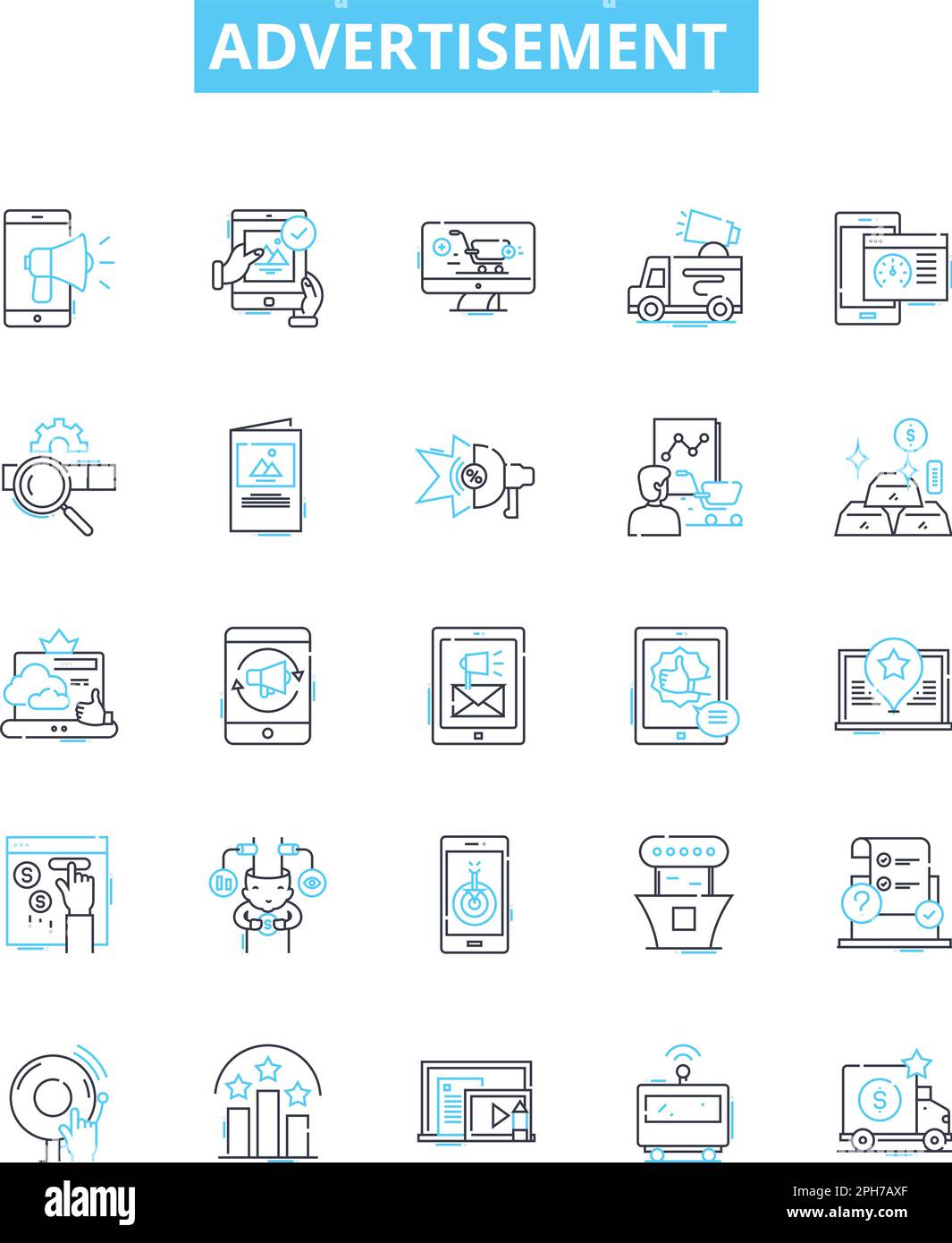 Advertisement vector line icons set. Ads, Promotion, Propaganda ...