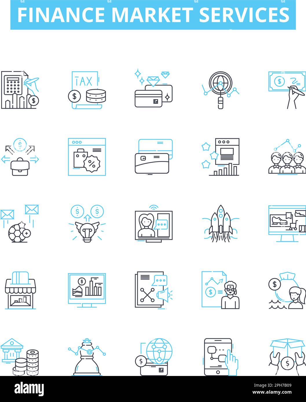 Finance market services vector line icons set. Funding, Banking ...