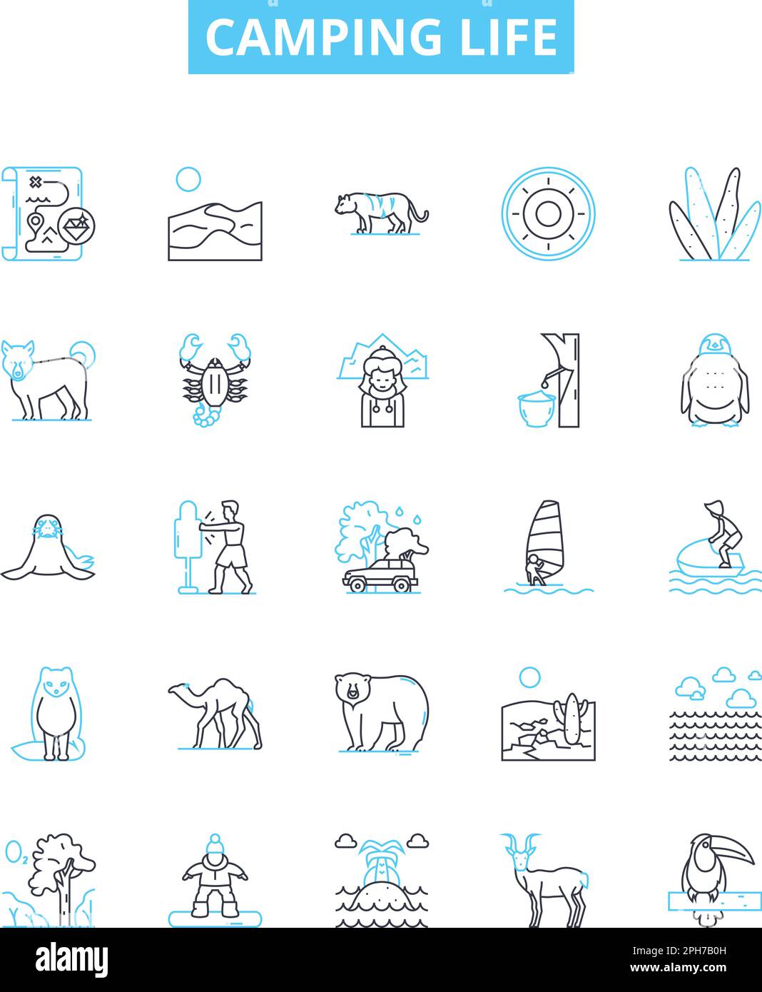 Camping life vector line icons set. Camping, Life, Outdoors, Tent ...