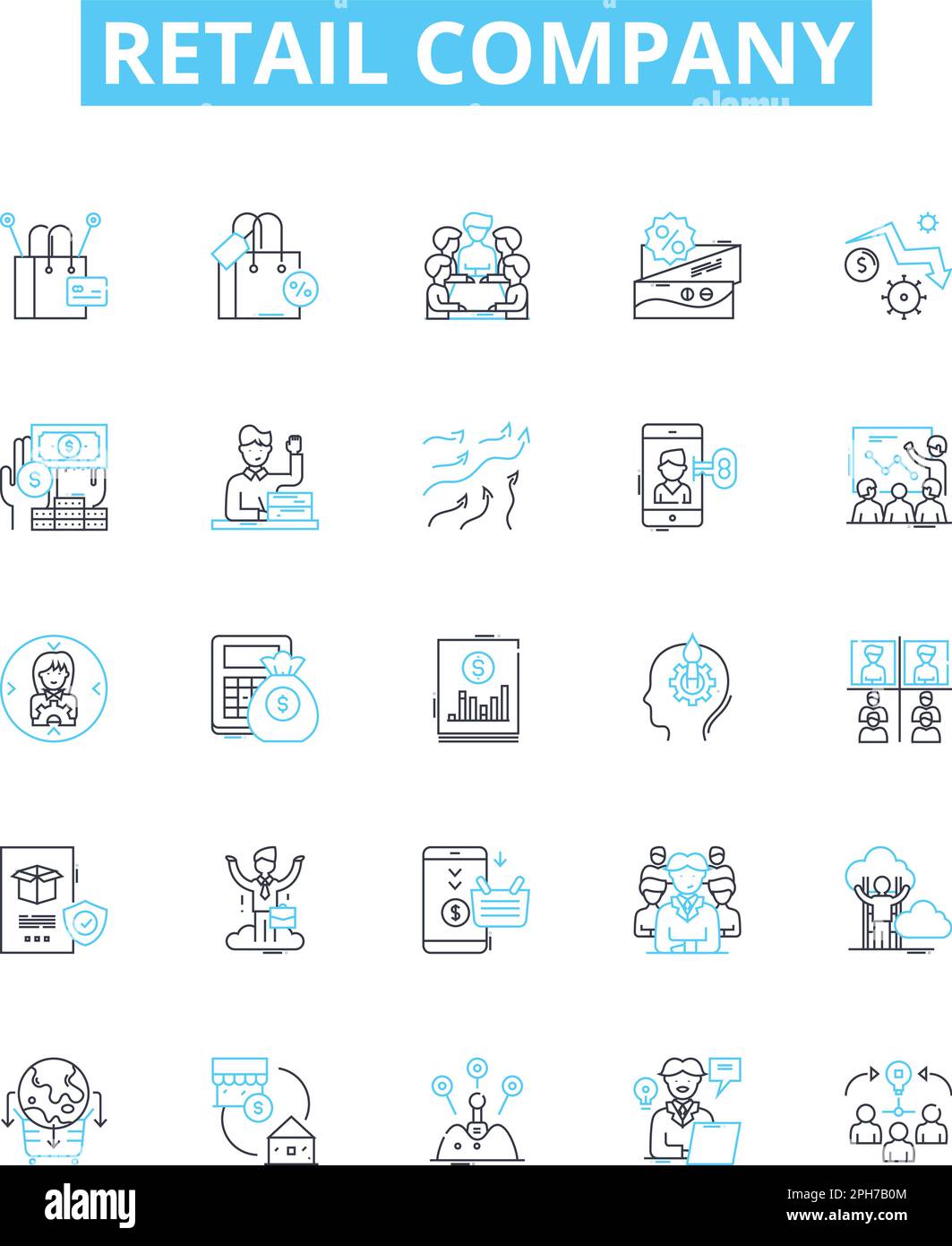 Retail company vector line icons set. Retailer, Store, Marketplace ... Retail company vector line icons set. Retailer, Store, Marketplace ...