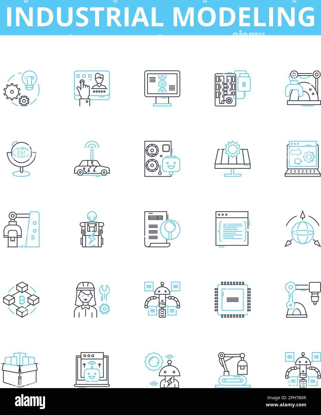 industrial modeling vector line icons set. Industrial, Modeling ...