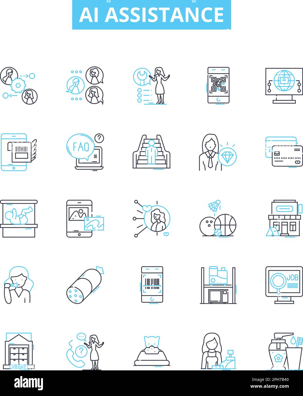 Ai assistance vector line icons set. AI, Assistance, Automation ...