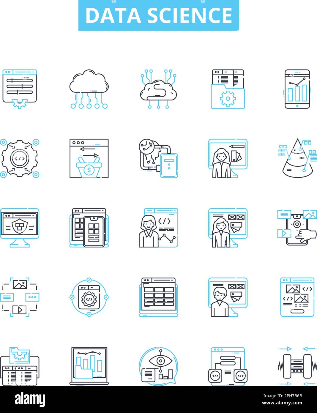 Data Science Vector Line Icons Set Data Science Mining Analysis Machine Learning
