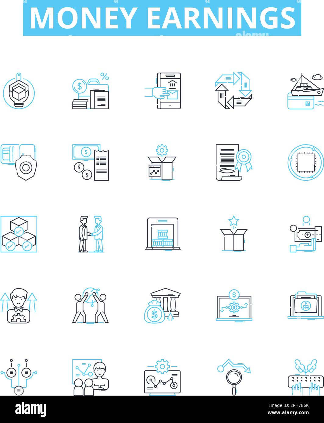 Money earnings vector line icons set. Income, Salary, Profits, Returns ...