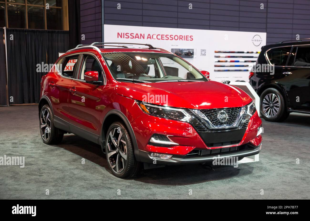 Toronto, Canada - 02 25 2023: Red 2023 Nissan Qashqai J11 compact ...