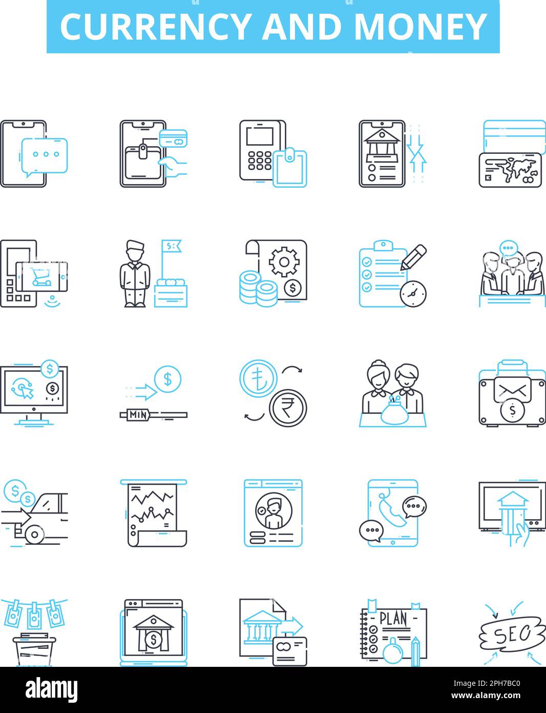 Currency and money vector line icons set. Currency, Money, Forex ...
