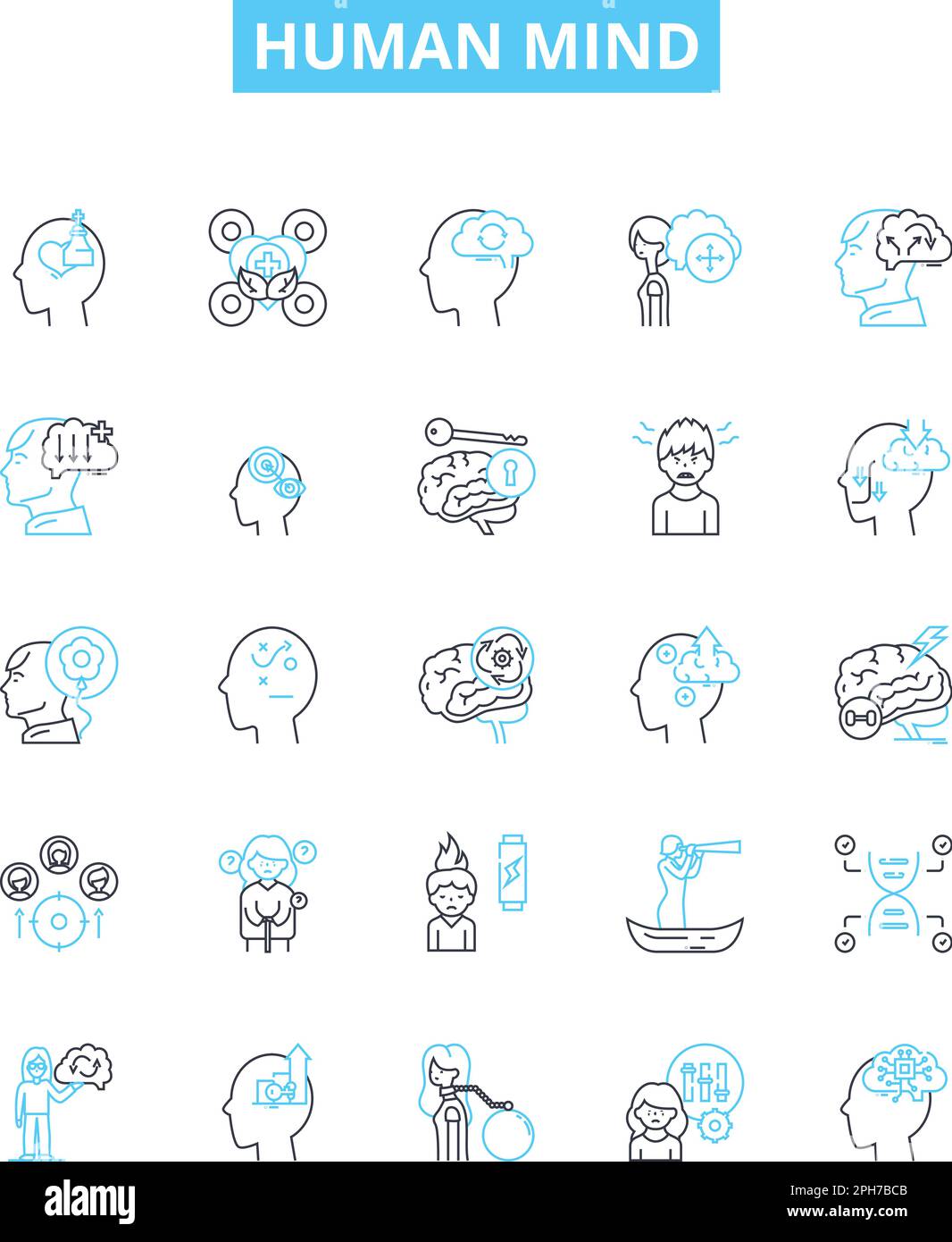 Human mind vector line icons set. Thought, Intellect, Psychoanalysis ... Human mind vector line icons set. Thought, Intellect, Psychoanalysis ...