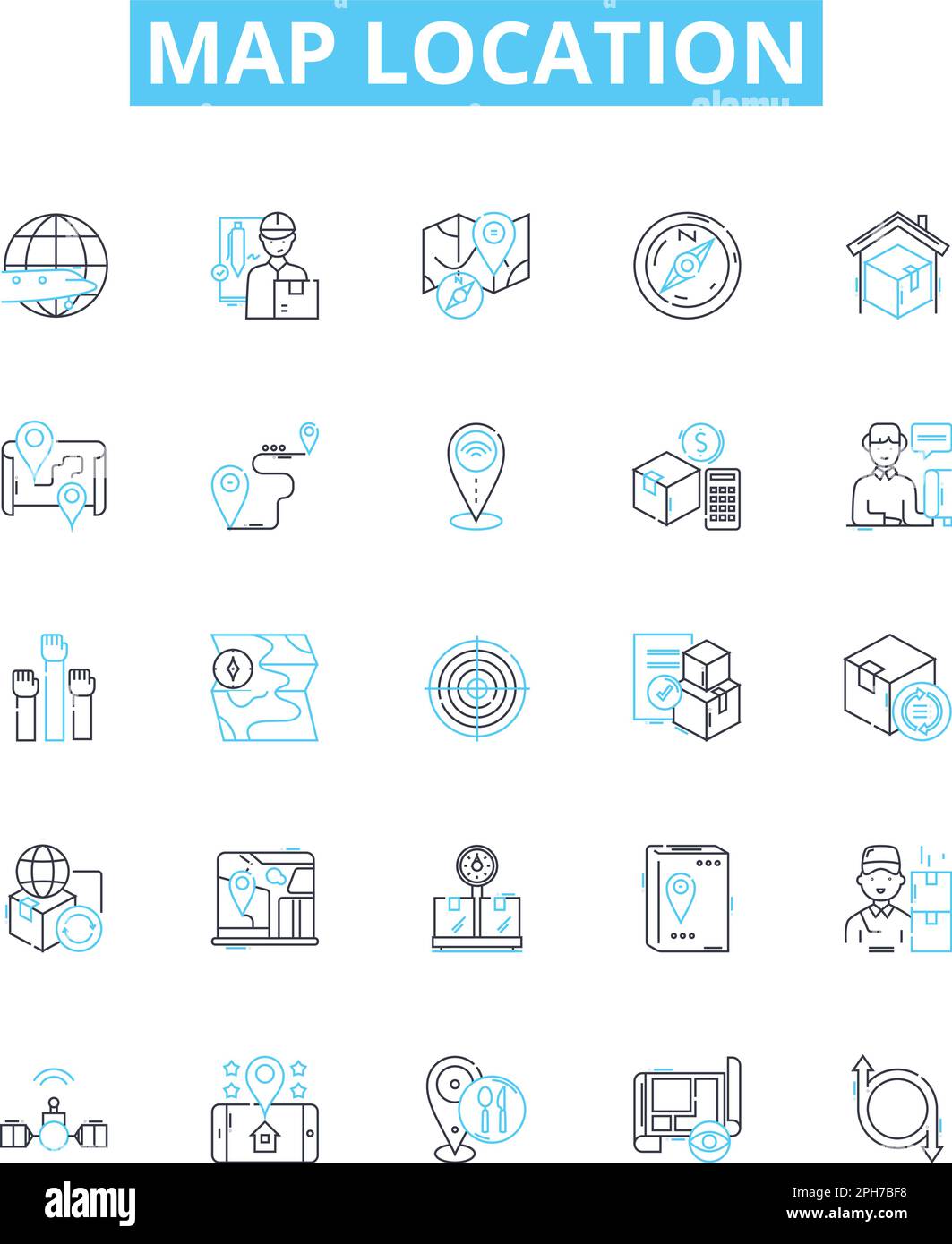 Map Location Vector Line Icons Set Map Location Coordinates Geography Track Find Position