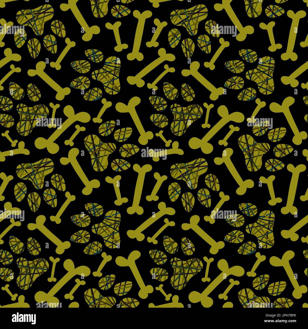 Cartoon animals seamless footprints dog and cat and bones pattern for ...