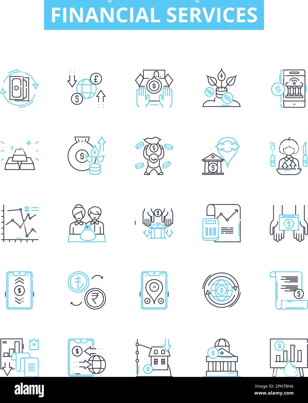 Financial services vector line icons set. Finance, Banking, Payments ...