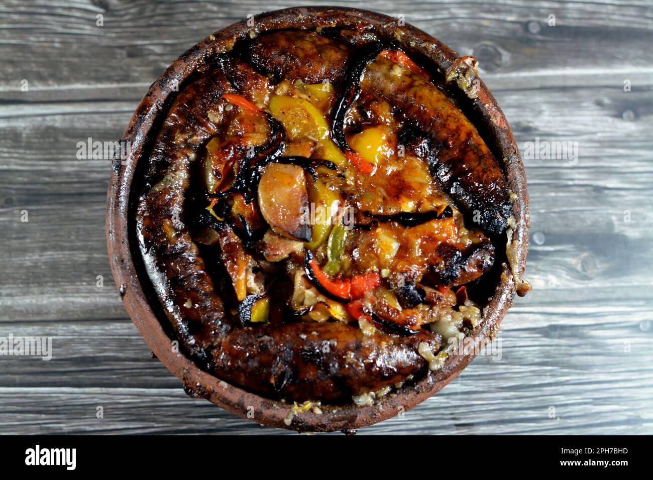 Traditional Egyptian mixture of lamb meat, sausage mumbar intestines ...