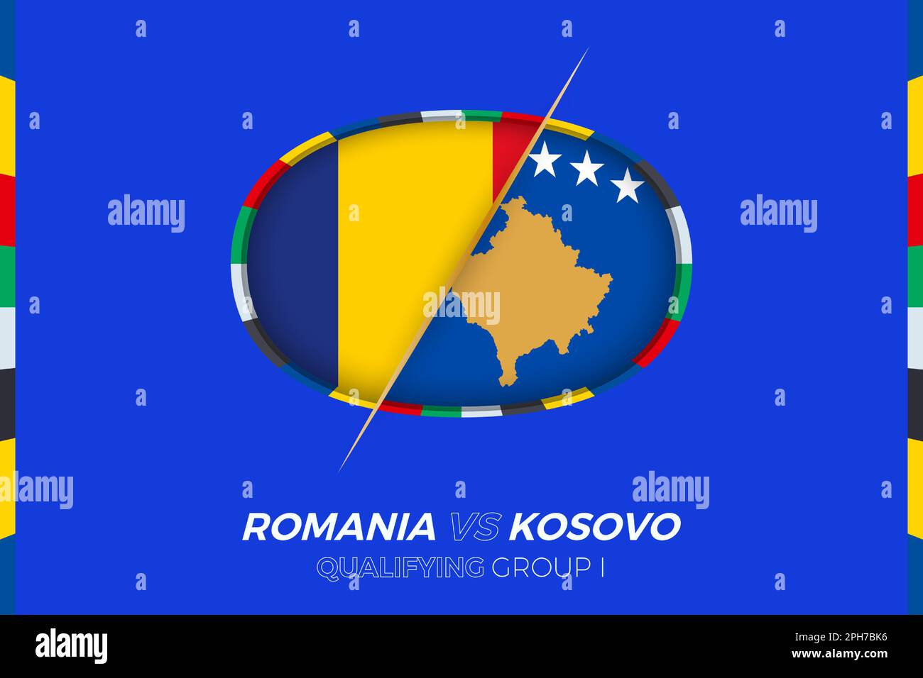 Romania vs Kosovo icon for European football tournament qualification ...