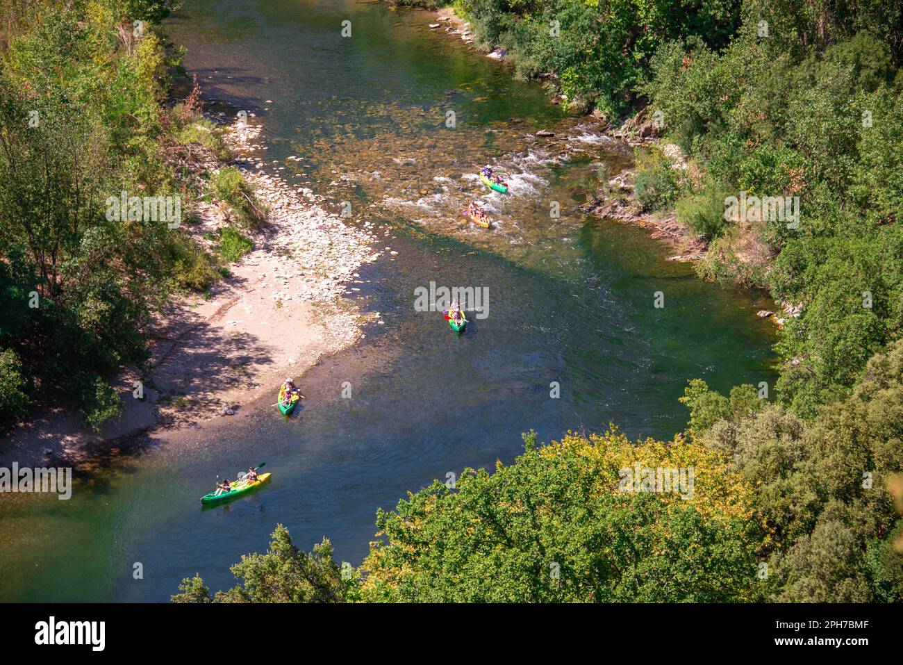 The river Orb in the Department Hérault is a popular spot for adventure ...