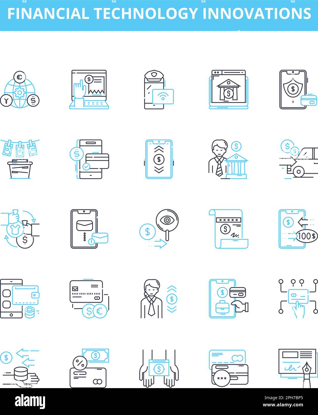Financial technology innovations vector line icons set. Fintech ... Financial technology innovations vector line icons set. Fintech ...