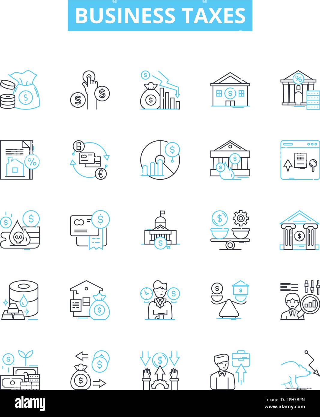 Business taxes vector line icons set. Taxes, Business, Filing ... Business taxes vector line icons set. Taxes, Business, Filing ...