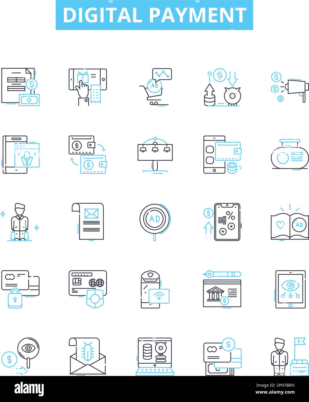 Digital payment vector line icons set. Digital, Payment, E-pay ...