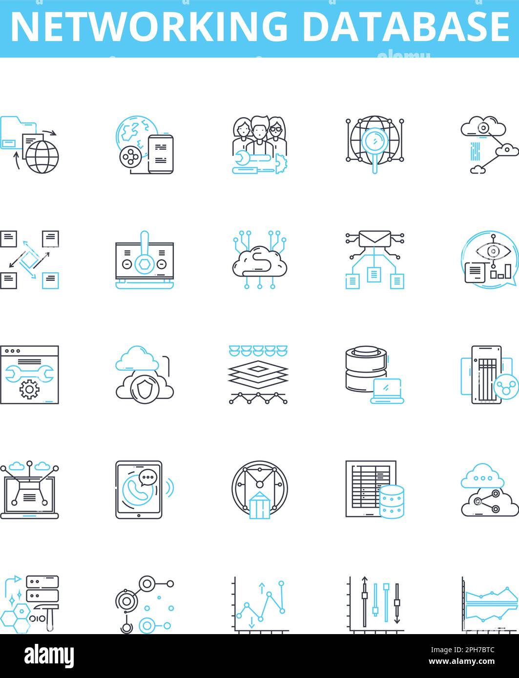 Networking Database Vector Line Icons Set Network Database Sql Connection Table Schema