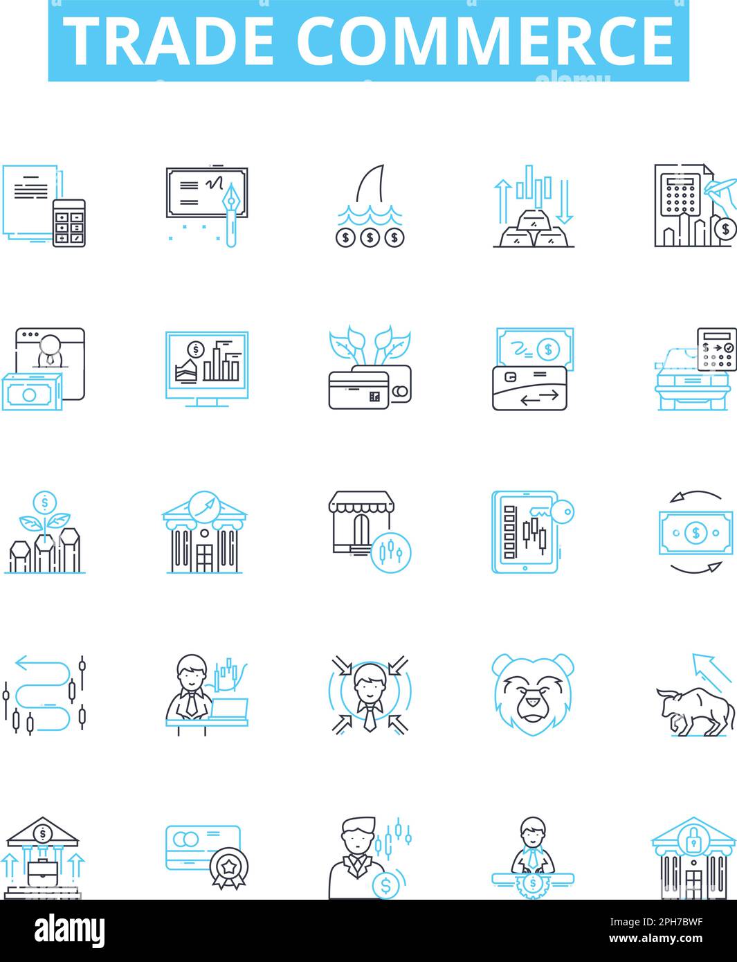 Trade commerce vector line icons set. Commerce, Trading, Export, Import ...