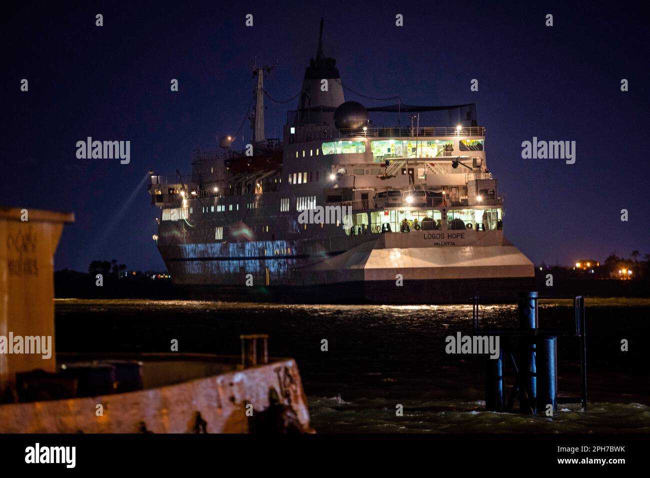 The Logos Hope arrives at Basra, Iraq, Sunday, March 26, 2023. The ship ...