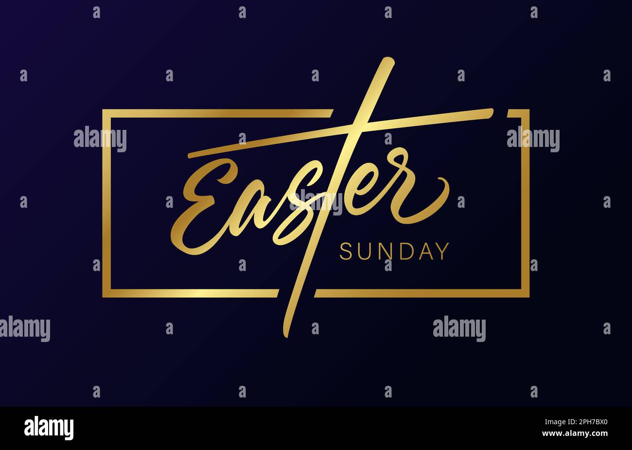 Easter Sunday, golden calligraphy in frame. Elegant inscription for ...