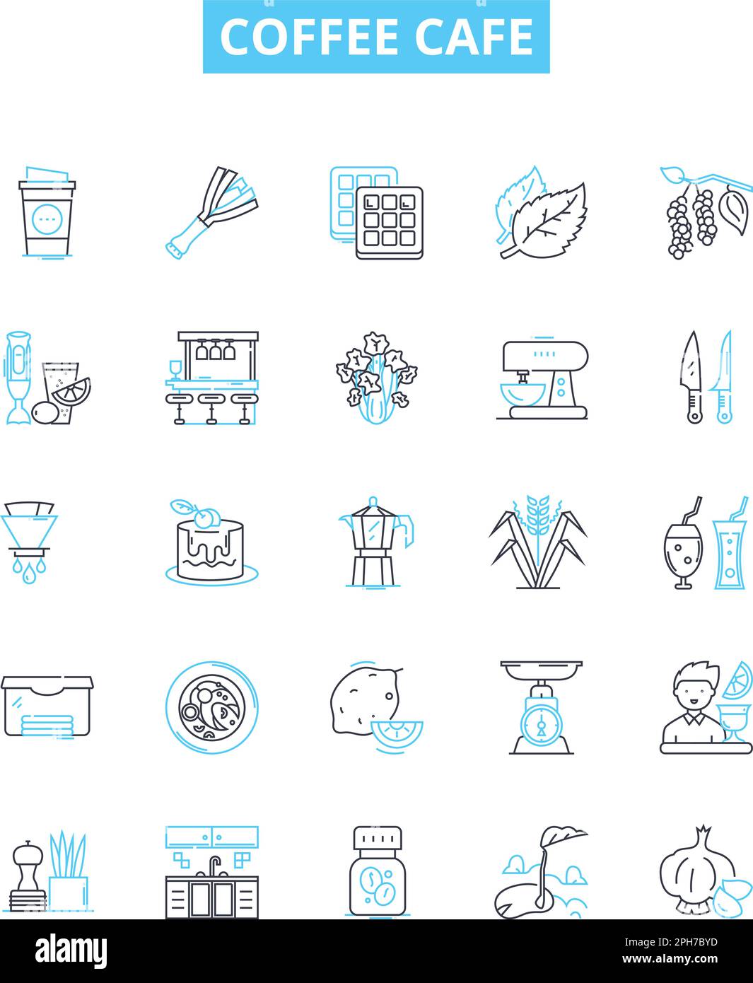 Coffee cafe vector line icons set. Coffee, Cafe, Espresso, Latte, Cappuccino, Mocha, Frappuccino ...