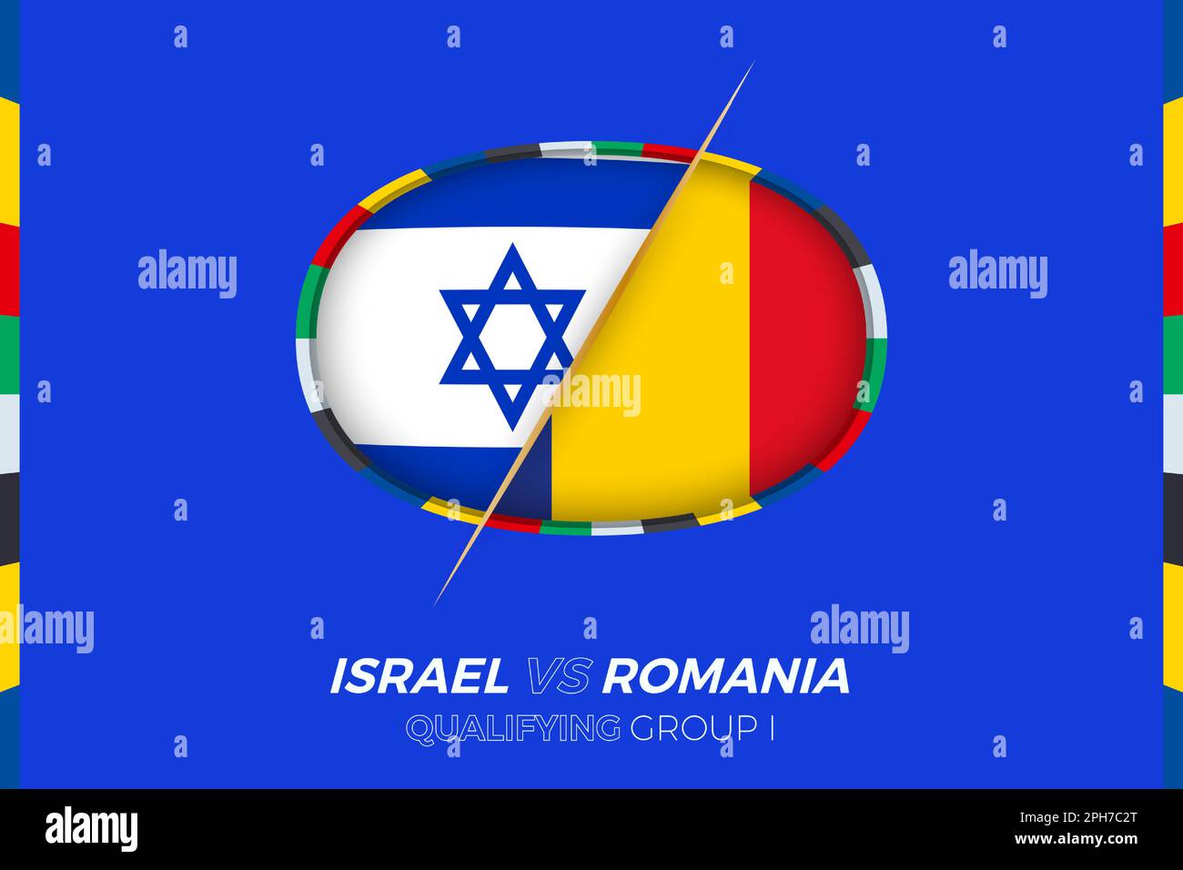 Israel vs Romania icon for European football tournament qualification ...