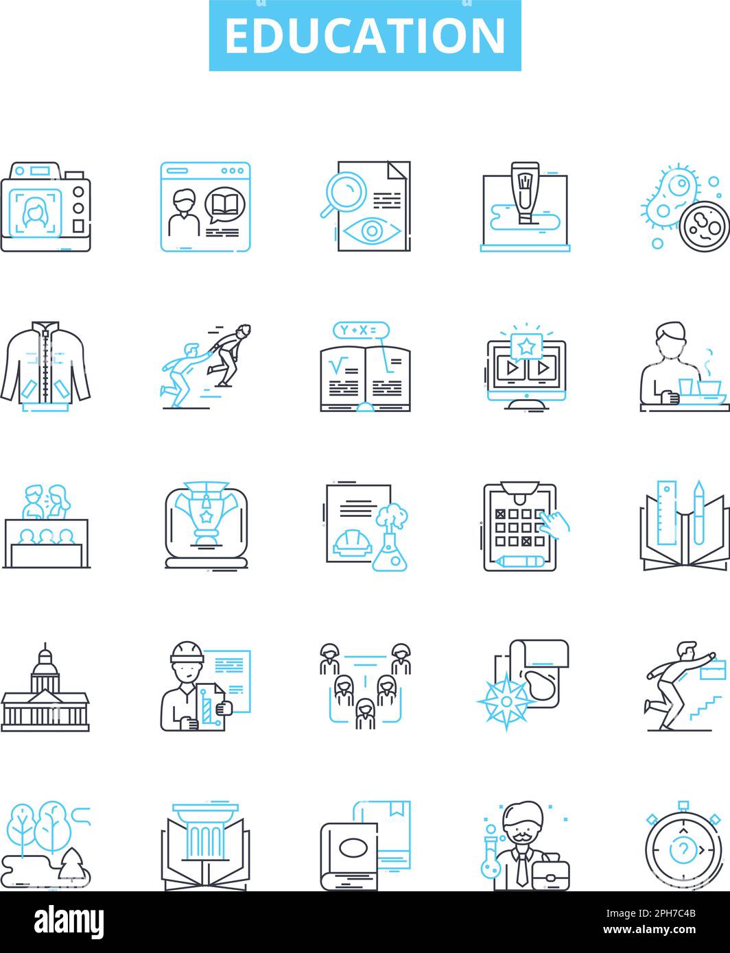 Education vector line icons set. School, Learning, College, Institute ...